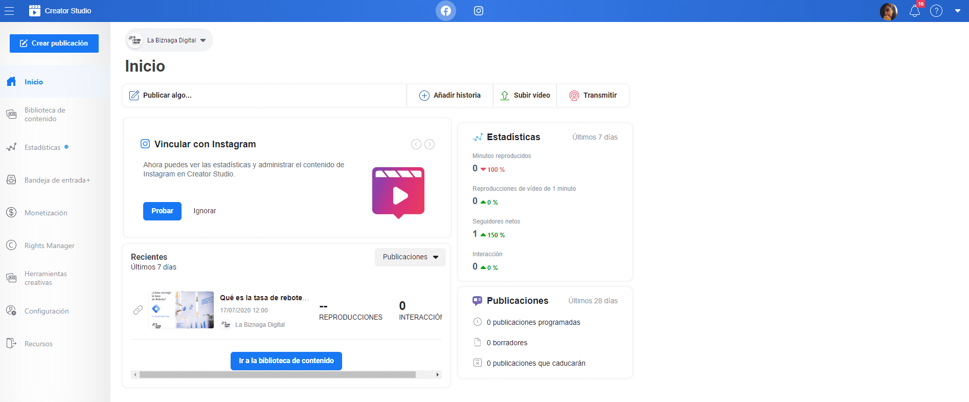Cómo usar Facebook Creator Studio - La Biznaga Digital